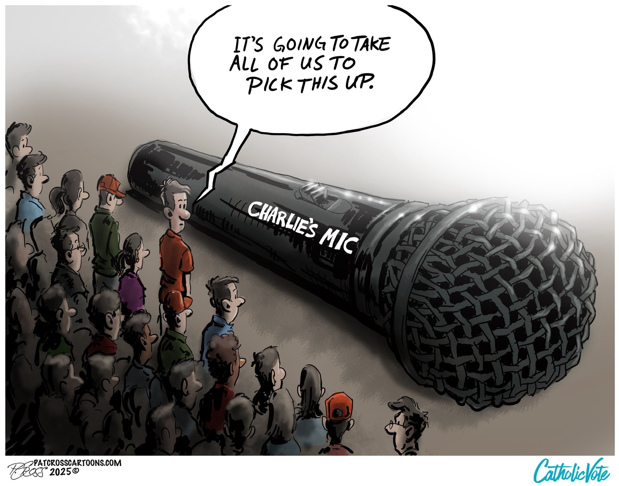 Charlie’s Mic | Pat Cross Cartoons